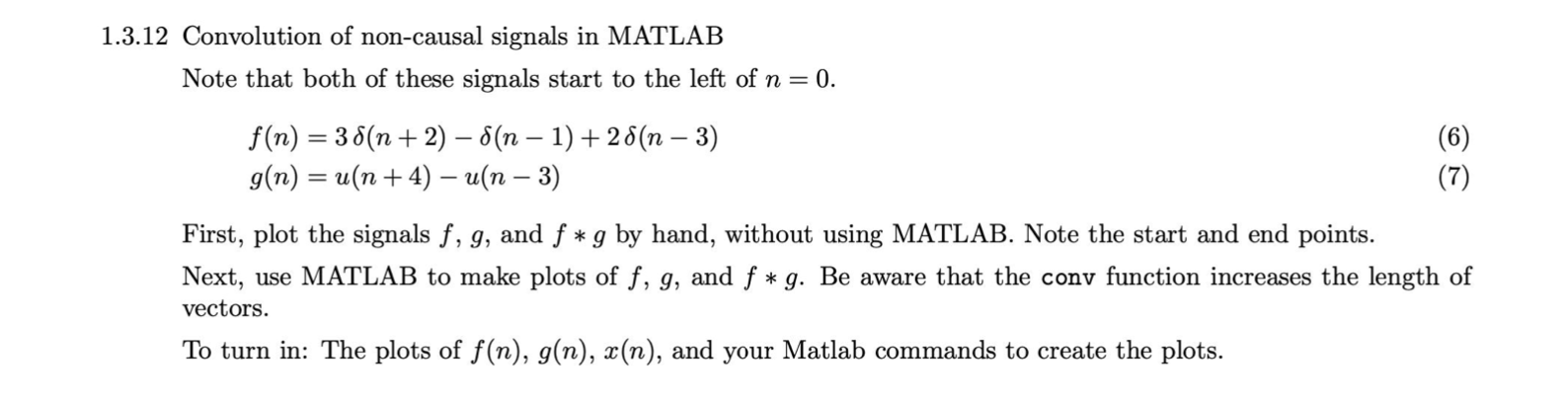 Solved 1.3.12 Convolution of non-causal signals in MATLAB | Chegg.com