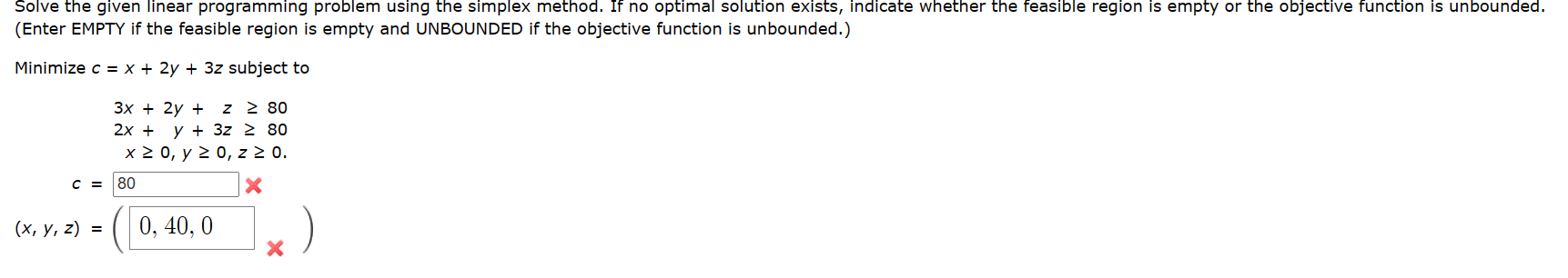 Solved (Enter EMPTY if the feasible region is empty and | Chegg.com