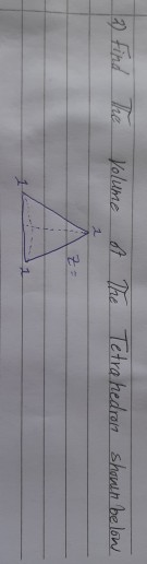 Solved (2) Find the volume of The Tetrahedron shown below | Chegg.com