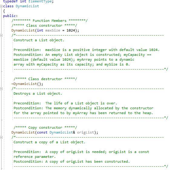 Solved ypedet int ElementType; lass Dynamiclist ablic: | Chegg.com