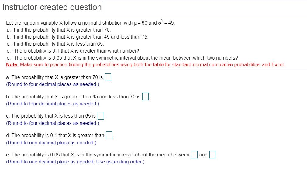 Solved Instructor-created question Let the random variable X | Chegg.com