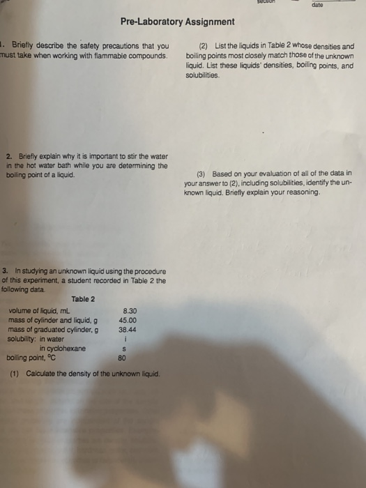 Solved date Pre-Laboratory Assignment . Briefly describe the | Chegg.com