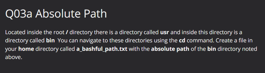 Solved Q03a Absolute Path Located inside the root / | Chegg.com