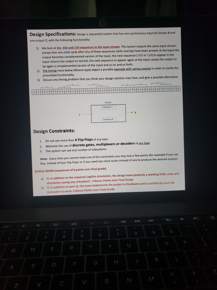 Solved Design Specifications: Design a sequential system | Chegg.com