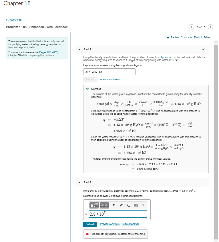 Solved Chapter 18 Review | Constants Periodic Table The | Chegg.com