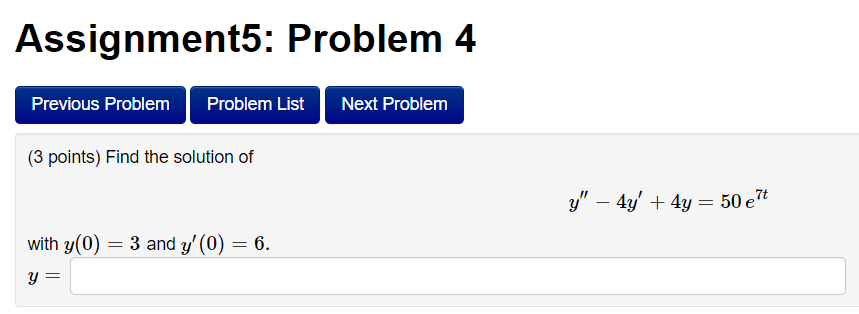 Solved Assignment5 Problem 4 Previous Problem Problem List