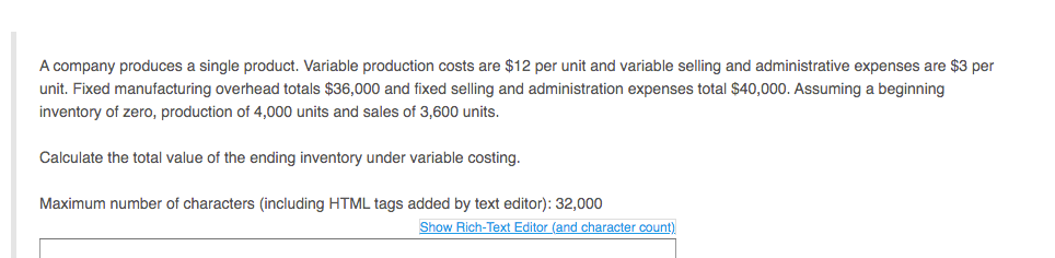 Solved A company produces a single product Variable | Chegg.com
