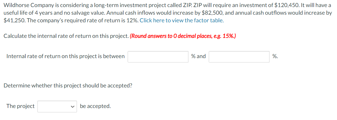 Solved Wildhorse Company is considering a long-term | Chegg.com