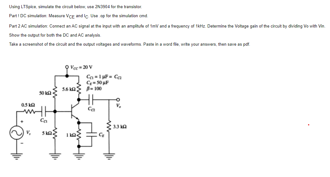 Using Ltspice Simulate The Circuit Below Use 2 7828
