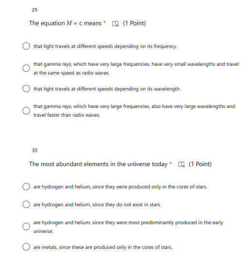 Solved The equation \( \lambda f=c \) ﻿means * (1 | Chegg.com