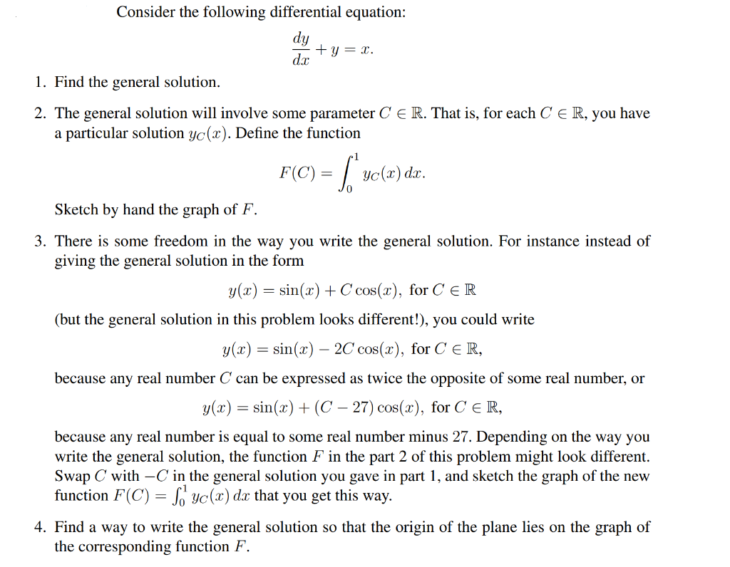 Solved Consider the following differential equation: | Chegg.com