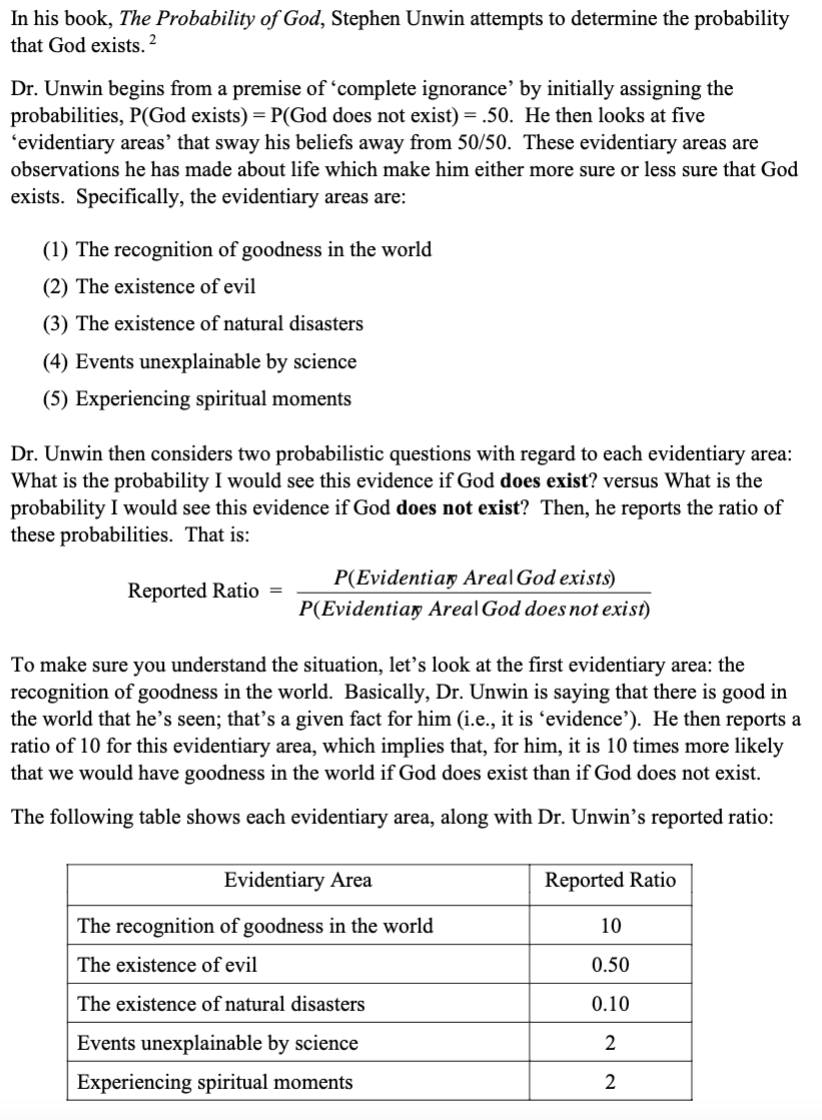 Solved In his book, The Probability of God, Stephen Unwin | Chegg.com