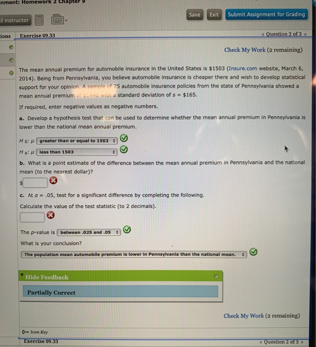 Solved nment: Homework 2 Chapter 9 Save Exit Submit | Chegg.com
