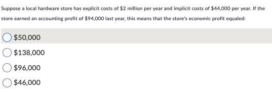 Solved Suppose a local hardware store has explicit costs of | Chegg.com