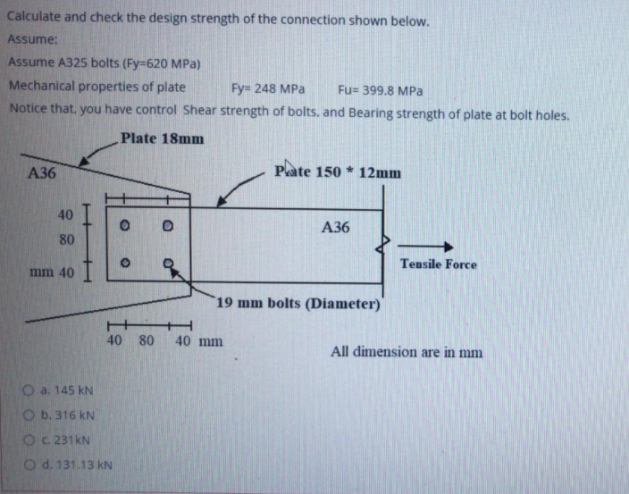Solved Calculate and check the design strength of the | Chegg.com
