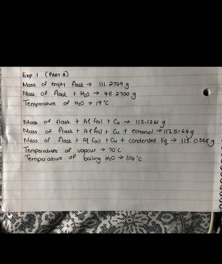 Solved Determining the molecular mass of ethanol using the | Chegg.com