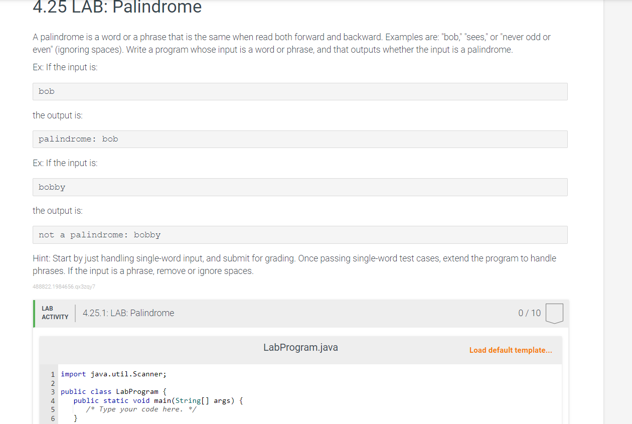 Solved A Palindrome Is A Word Or A Phrase That Is The Same