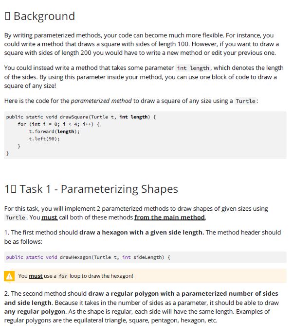 Solved Q Background By writing parameterized methods, your | Chegg.com