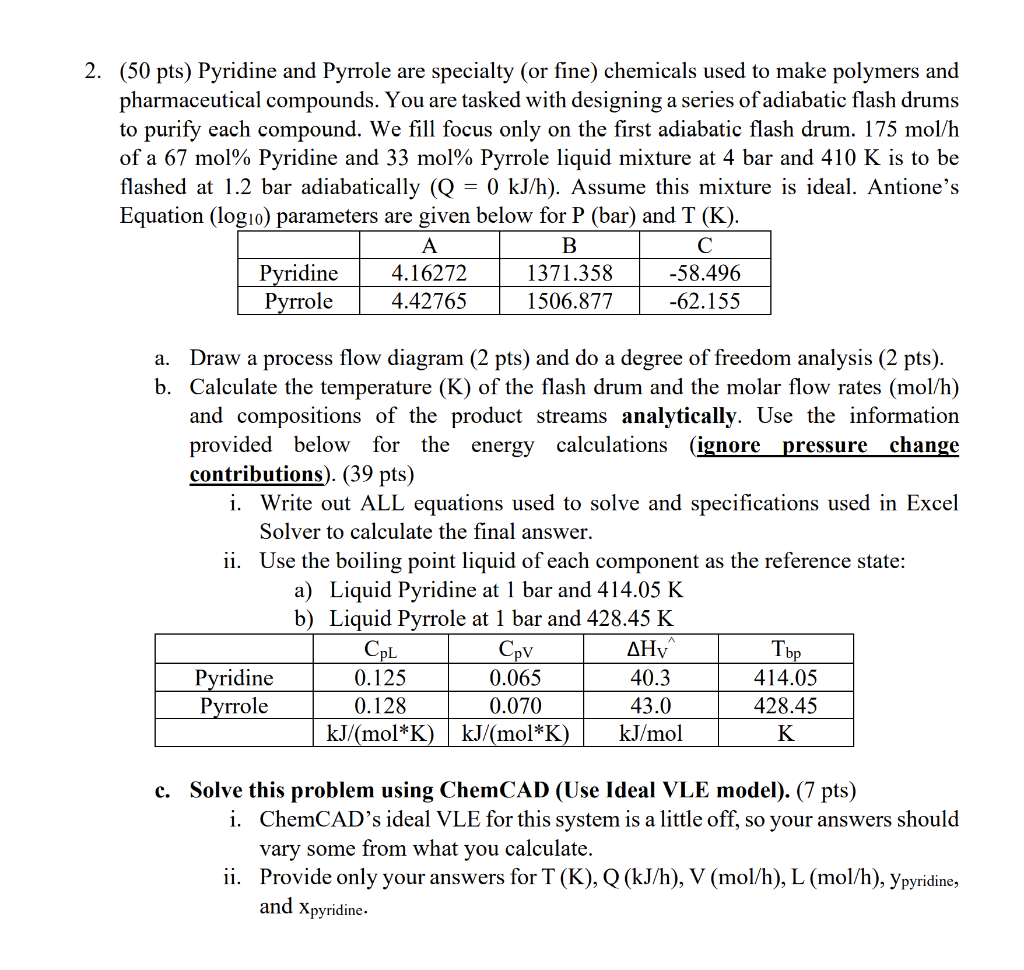 2. (50 pts) Pyridine and Pyrrole are specialty (or | Chegg.com