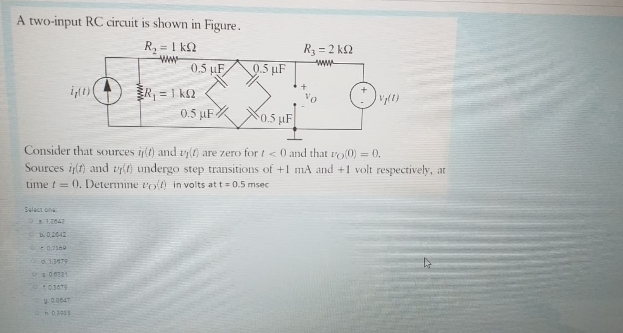 Solved A two-input RC circuit is shown in Figure. R2 = 1 k2 | Chegg.com