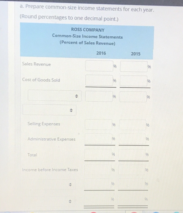 Solved Common-Size Income Statements Consider the following | Chegg.com
