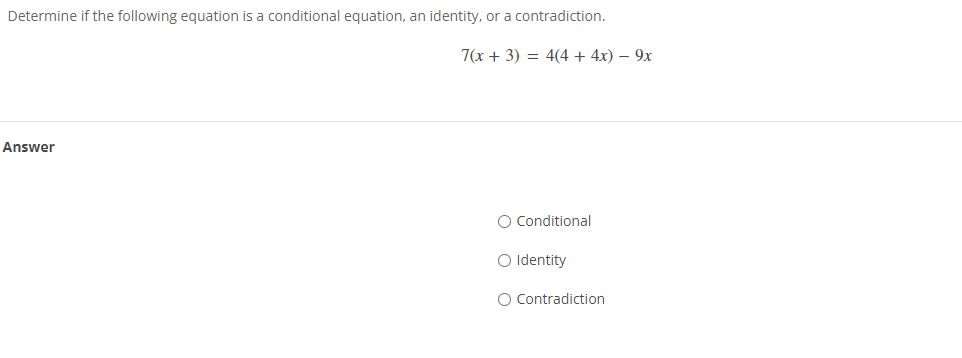 Solved Determine if the following equation is a conditional | Chegg.com