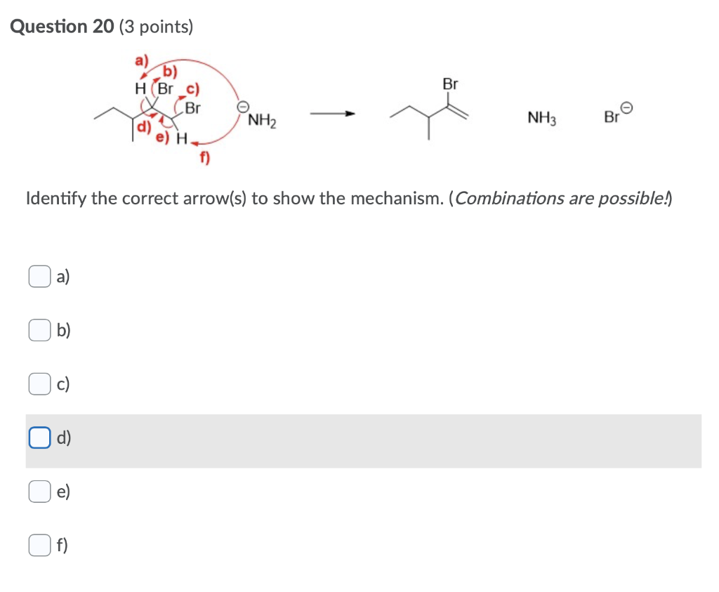 Solved Question 20 (3 points) a) Br HBr c) CBr NH2 NH3 Br | Chegg.com