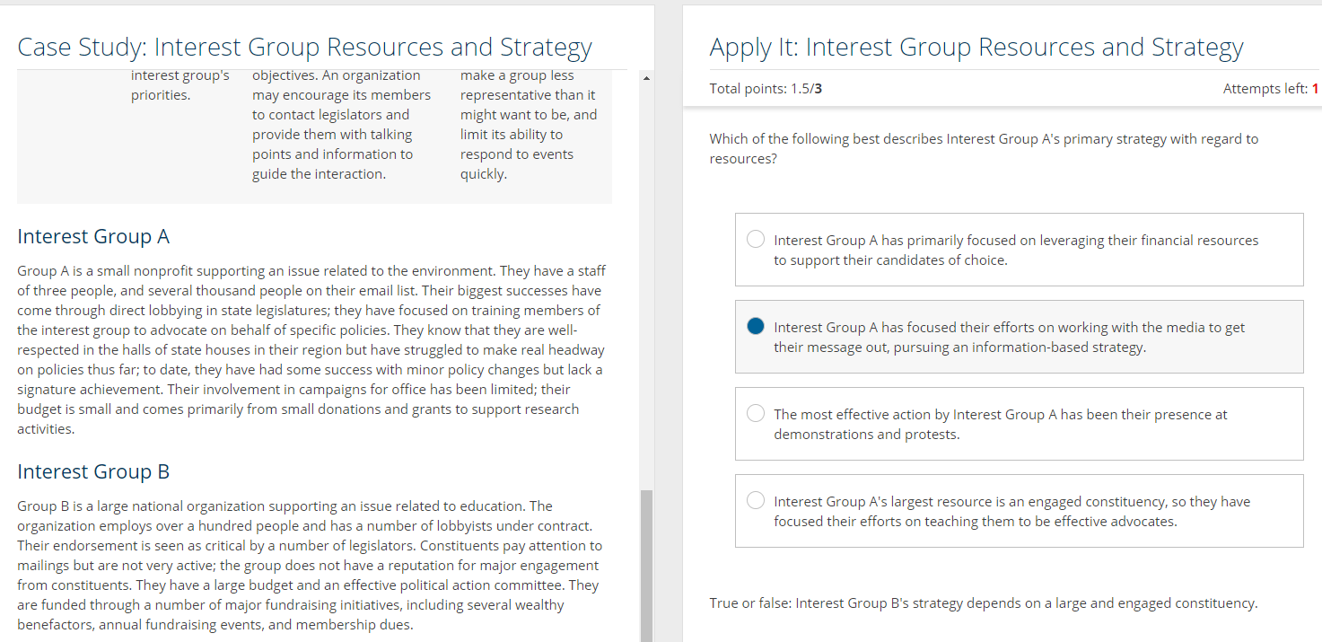 Which of the following best describes Interest Group | Chegg.com