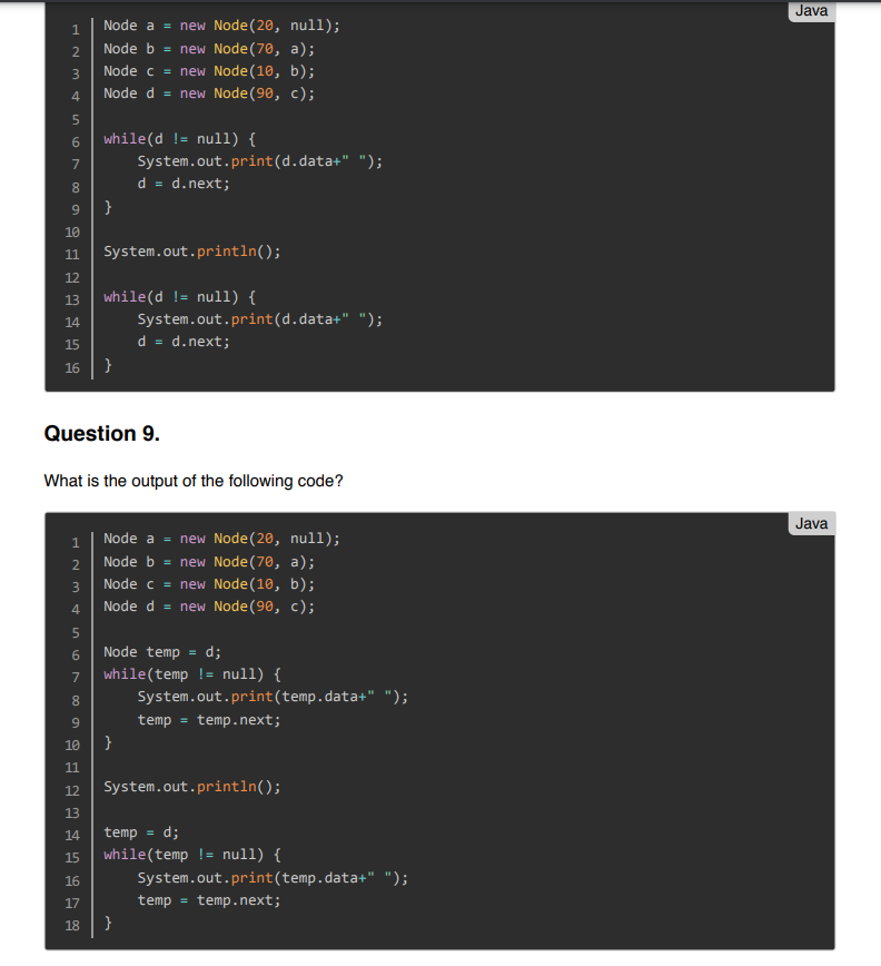 Solved Question 8. What is the output of the following code? | Chegg.com