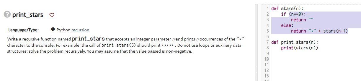 Solved (3) print_stars Language/Type: Write a recursive | Chegg.com