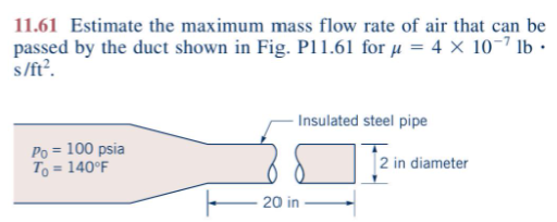 Solved 11.61 Estimate the maximum mass flow rate of air that | Chegg.com