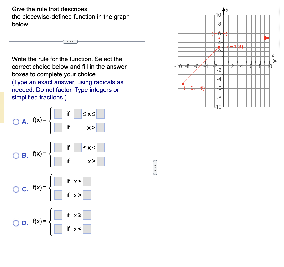 Solved Give the rule that describesthe piecewise-defined | Chegg.com