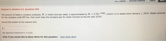 Solved FULL SCREEN PRINTER VERSION BACK Chapter 5, Section | Chegg.com