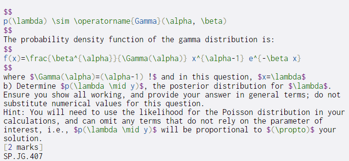 Solved $$ p(\lambda) \sim \operatorname{Gamma}(\alpha, | Chegg.com