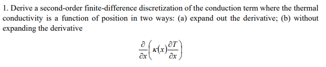 Solved 1. Derive a second-order finite-difference | Chegg.com