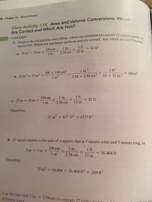 Solved - 38 Chapter 11 Measurement Class Activity 11K Area | Chegg.com