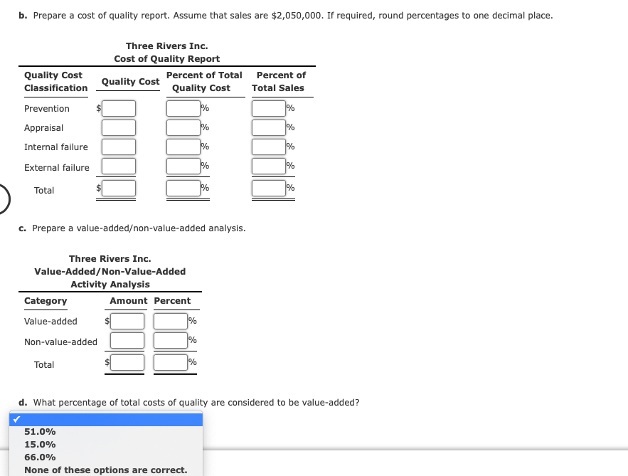 Solved Blank options for Value-Added/ Non-Value-Added | Chegg.com