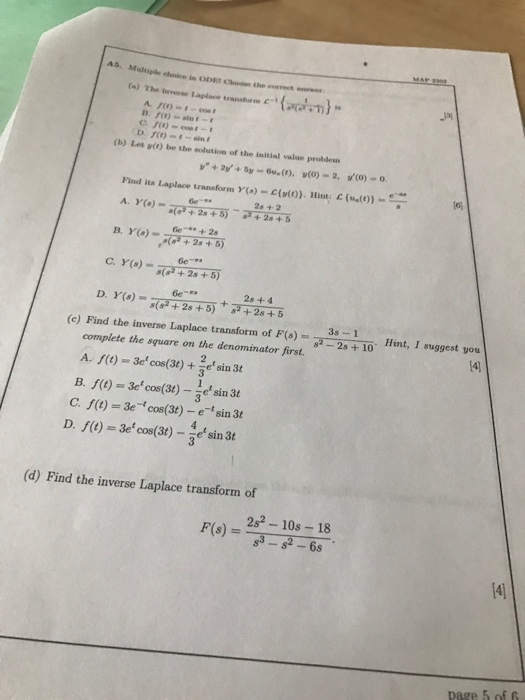 Solved Multiple choice is ODE! Choose the correct answer: | Chegg.com