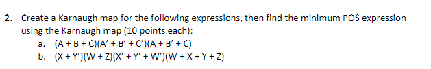 Solved Create a Karnaugh map for the following expressions, | Chegg.com
