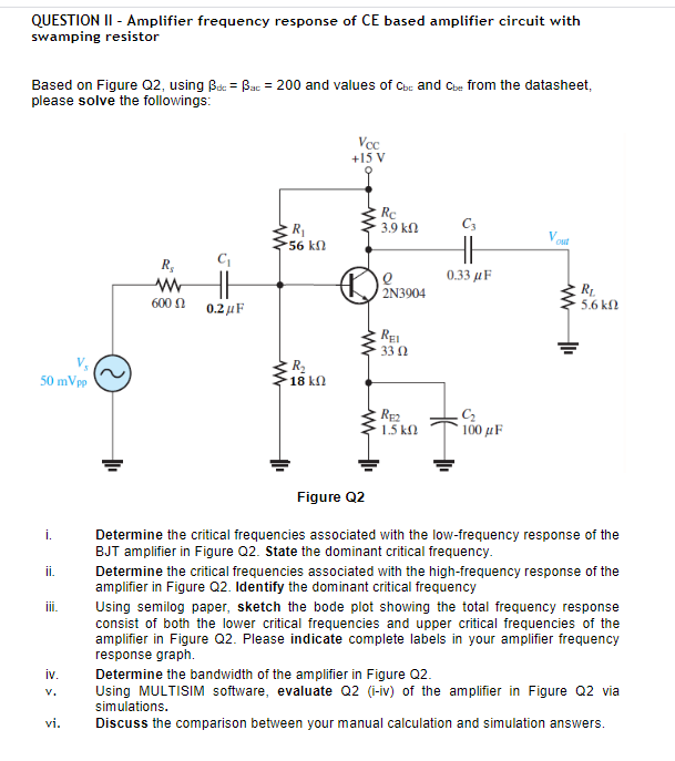 Solved QUESTION II - Amplifier frequency response of CE | Chegg.com
