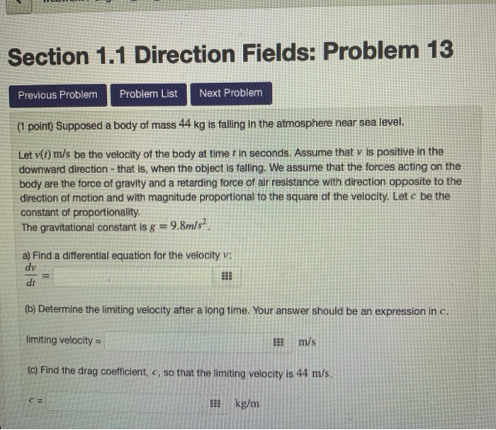 Solved Section 1 1 Direction Fields Problem 13 Problem List