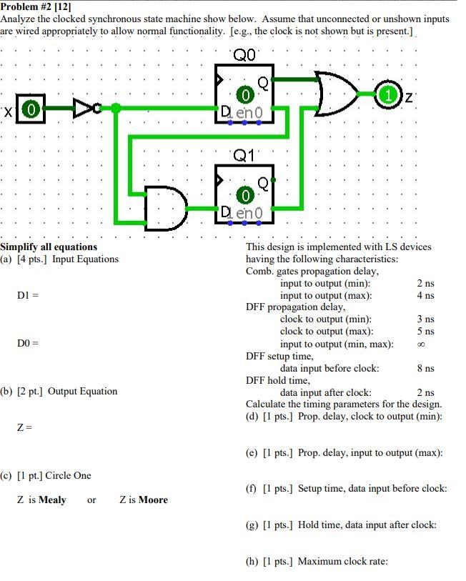 Solved Problem #2 [12] Analyze the clocked synchronous state | Chegg.com