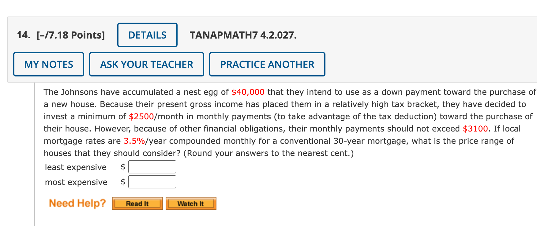 Solved 14. [-17.18 Points] DETAILS TANAPMATH7 4.2.027. MY | Chegg.com