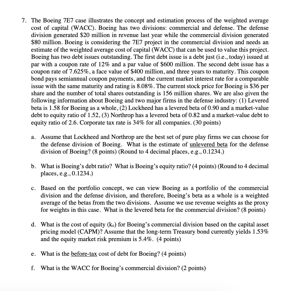 Solved 7. The Boeing 7E7 case illustrates the concept and | Chegg.com