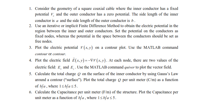 Solved 1. Consider the geometry of a square coaxial cable | Chegg.com
