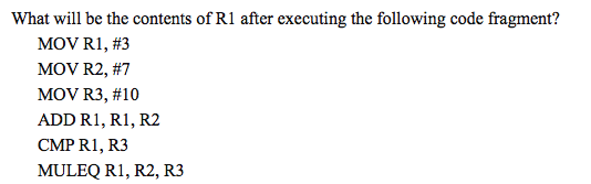 Solved What will be the contents of R1 after executing the | Chegg.com
