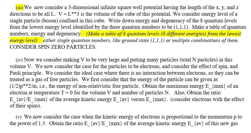 Solved Problem II. (i) We consider a one-dimensional | Chegg.com