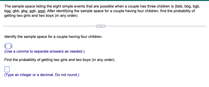 Solved The sample space listing the eight simple events that | Chegg.com