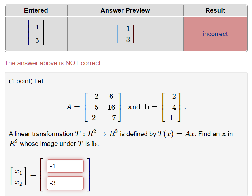 Solved The answer above is NOT correct. (1 point) Let | Chegg.com