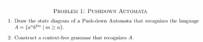 Solved Pushdown Automata Draw the state diagram of a | Chegg.com